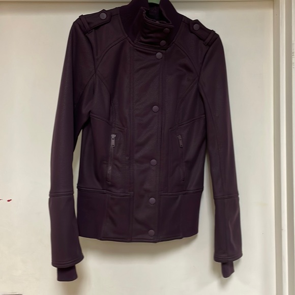 Zella | Jackets & Coats | Deep Purple Bomber Jacket With Sweater Trim ...